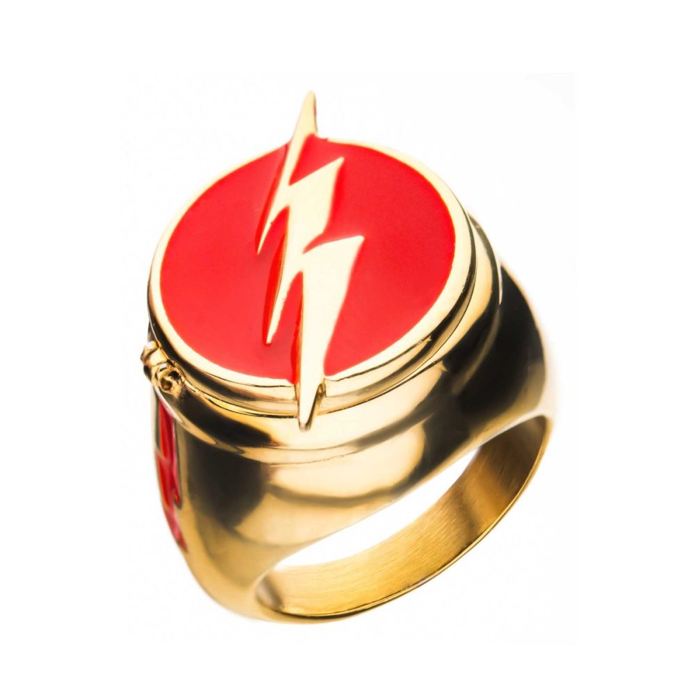 DC Comics Gold Plated Flash Ring with Costume Flip Lid Ring flsh3dfr18x